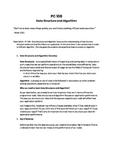 PC 108 – Data Structures and Algorithm | MLGCL